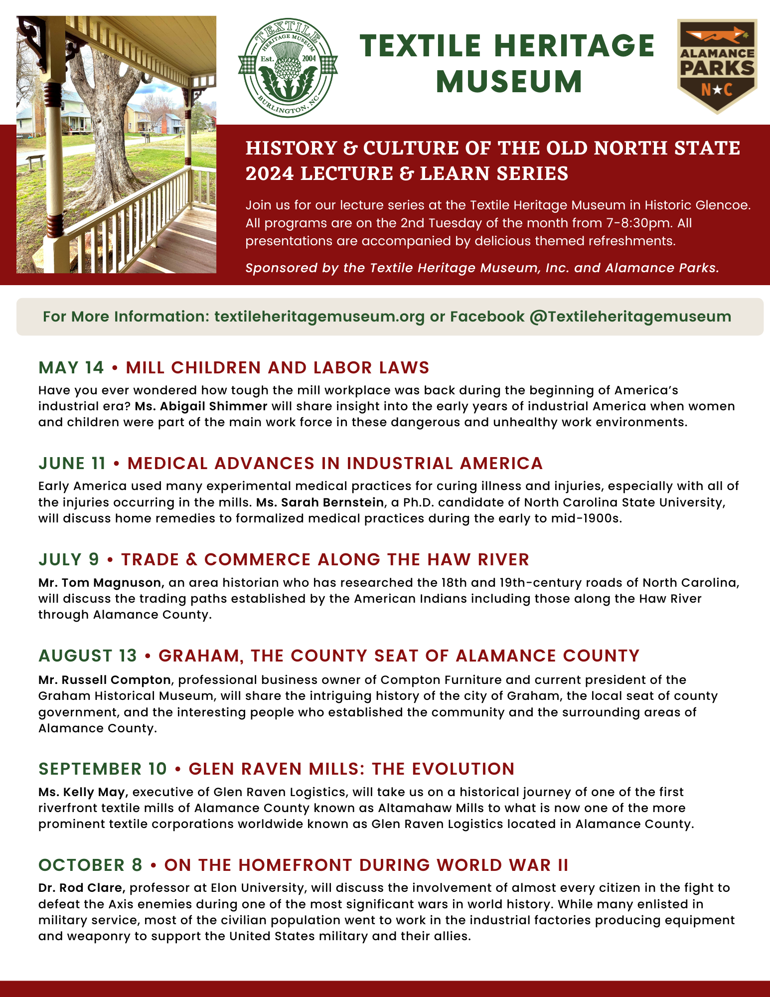 2024 TEXTILE HERITAGE MUSEUM LECTURE SERIES – Textile Heritage Museum
